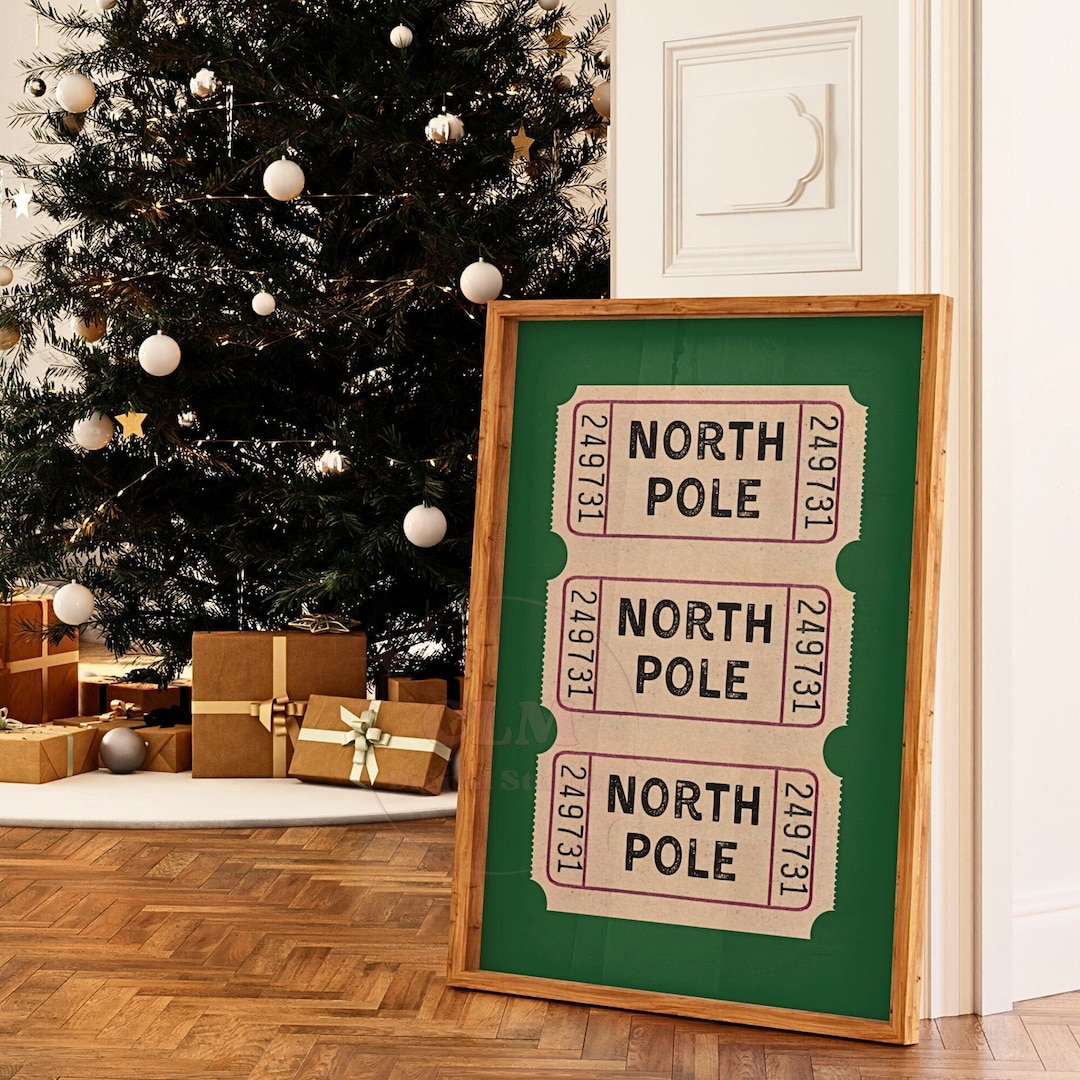 North Pole Tickets in Green Digital Print, Vintage Admit One Tickets ...