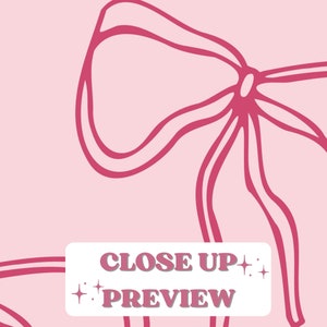 Pink Hand Drawn Bows Digital Prints, Coquette Pink Bow Printable ...