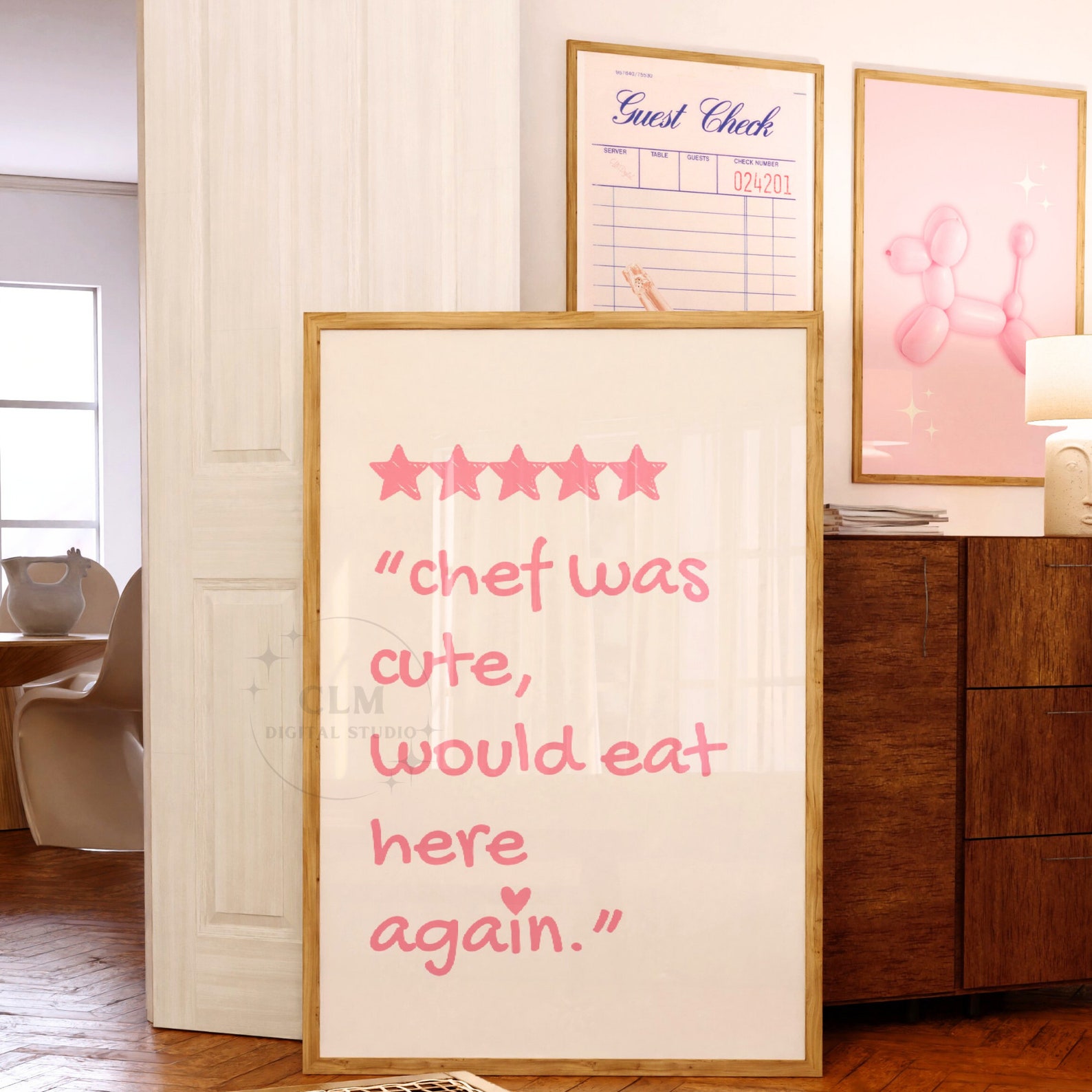Chef Was Cute Would Eat Here Again Digital Print, Trendy Typography ...