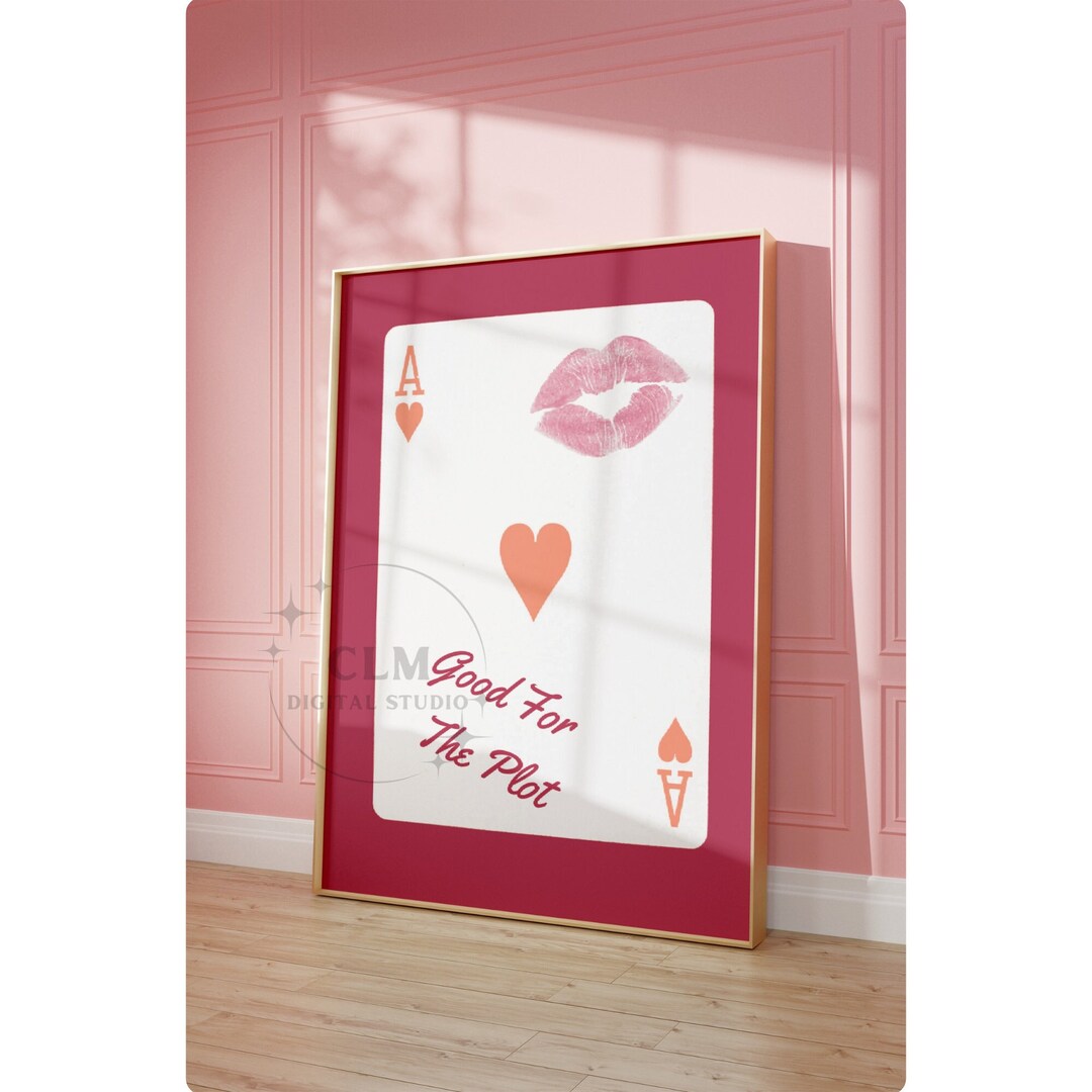 Good for the Plot Playing Card Digital Print in Pink, Trendy Retro Bar ...