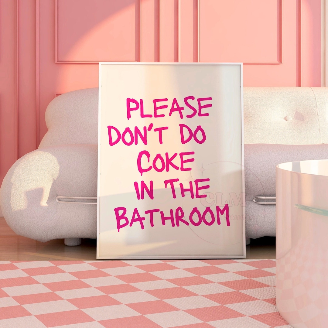 Please Dont Do Coke in the Bathroom Digital Prints, Preppy Retro Bar Cart Wall Art, Trendy ...