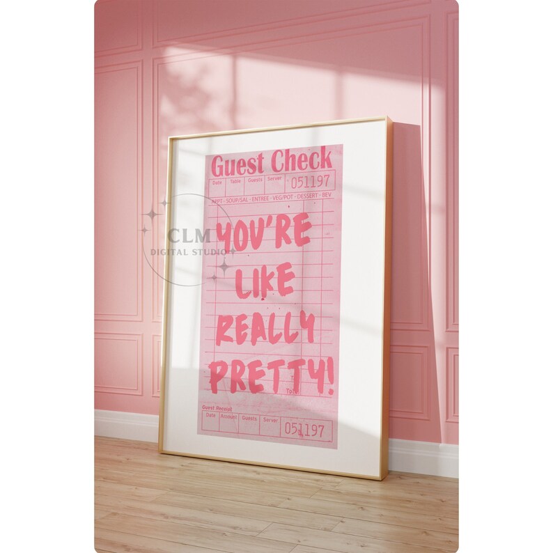 You're Like Really Pretty Pink Guest Check Print Trendy - Etsy