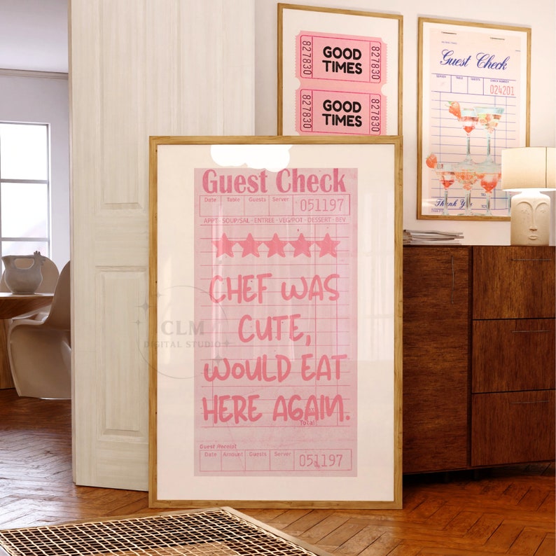Chef Was Cute Would Eat Here Again Guest Check Digital Print in Pastel ...