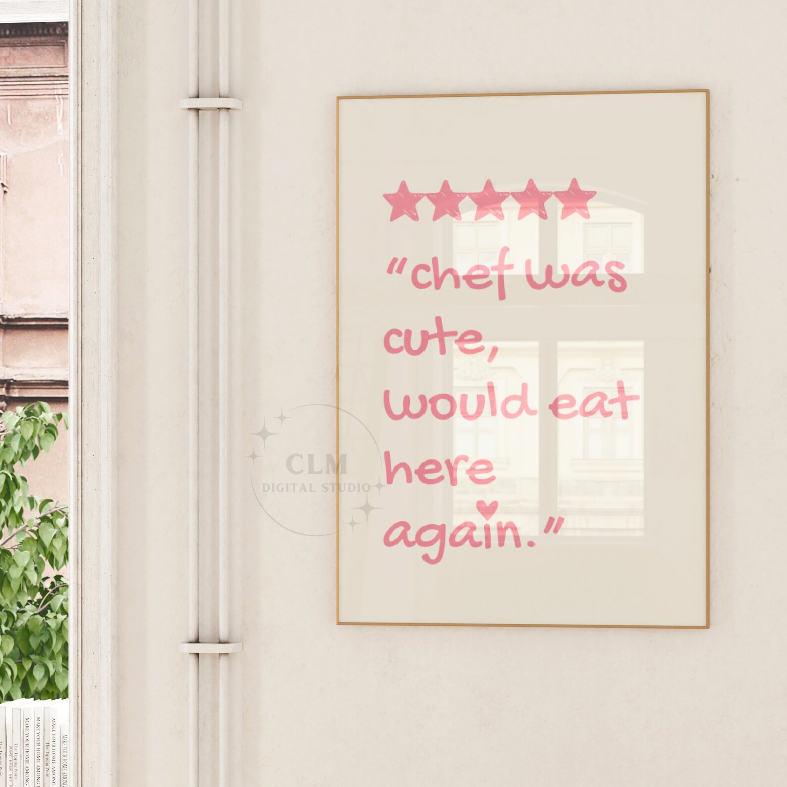 Chef Was Cute Would Eat Here Again Digital Print, Trendy Typography ...