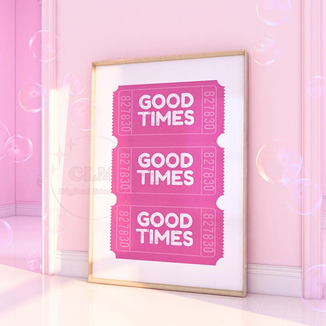 Good Times Tickets in Hot Pink Digital Print, Preppy Retro Bar Cart ...