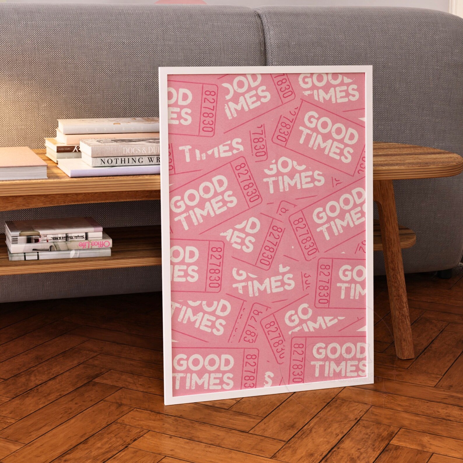 Good Times Tickets Digital Prints, Preppy Pink Retro Bar Cart Wall Art ...