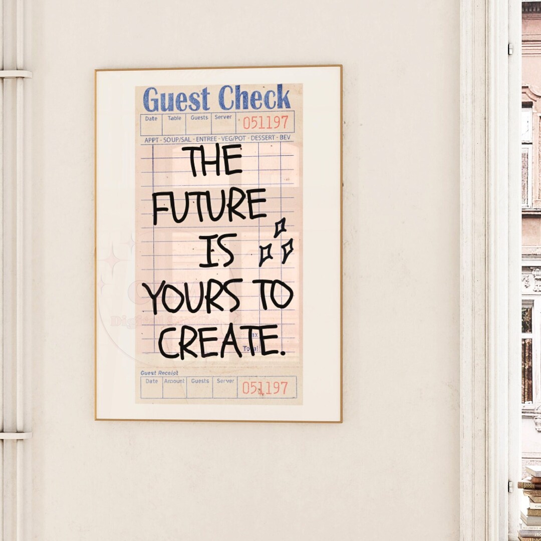 The Future is Yours to Create Guest Check Digital Print, Preppy Retro ...