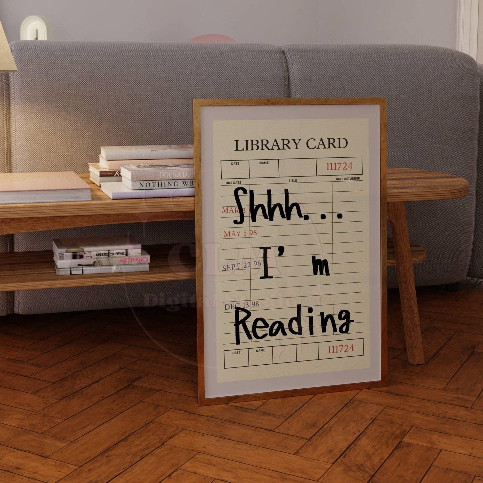Shhh Im Reading Retro Library Card Digital Print, Trendy Vintage Book ...