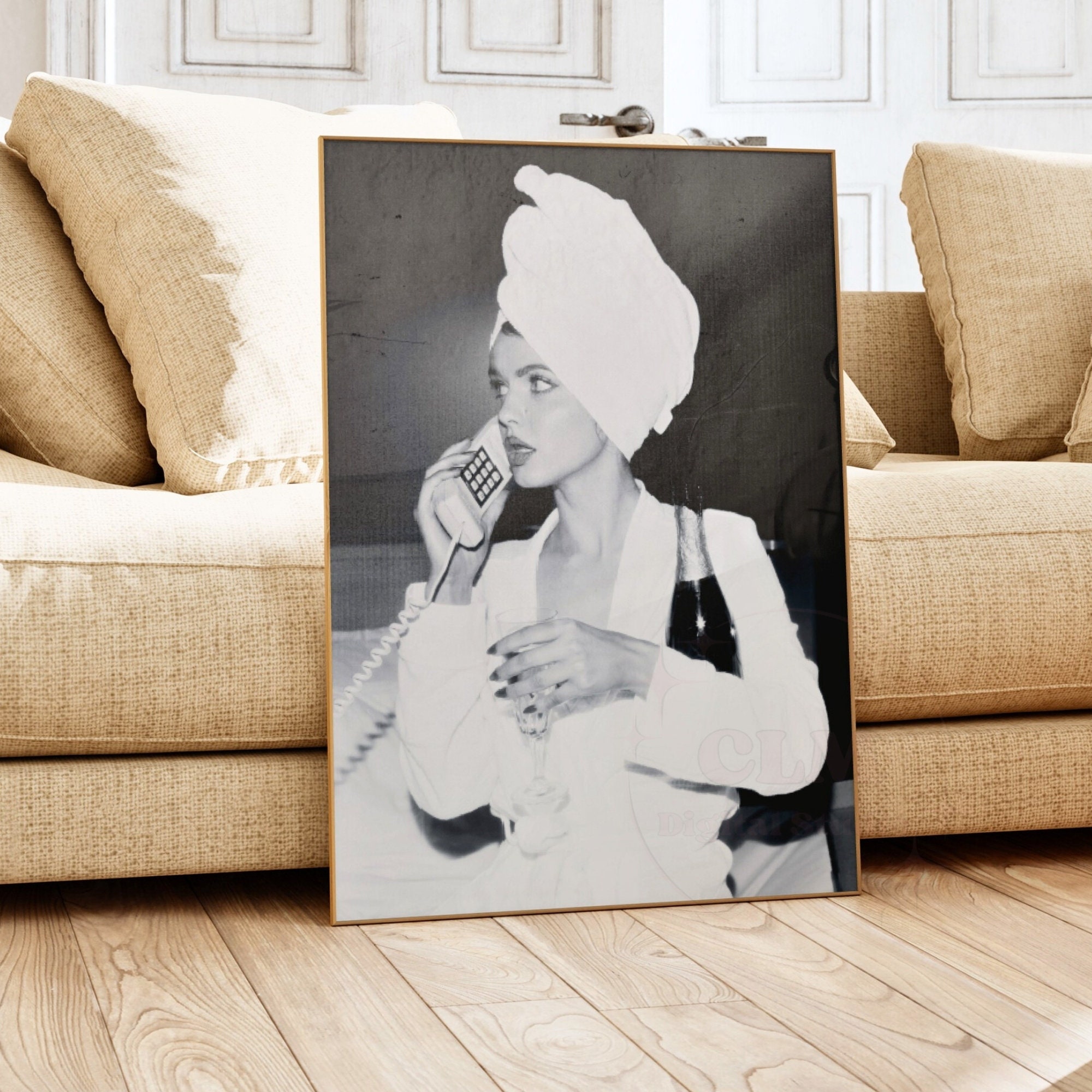 Preppy Monotone College Dorm Digital Prints, Trendy Bar Cart Wall Art ...