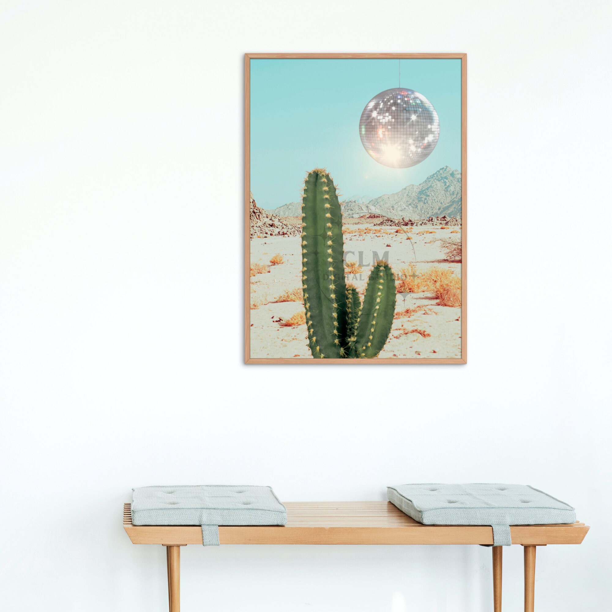 Preppy Disco Cactus Digital Prints, Trendy Disco Ball Wall Art, Retro ...