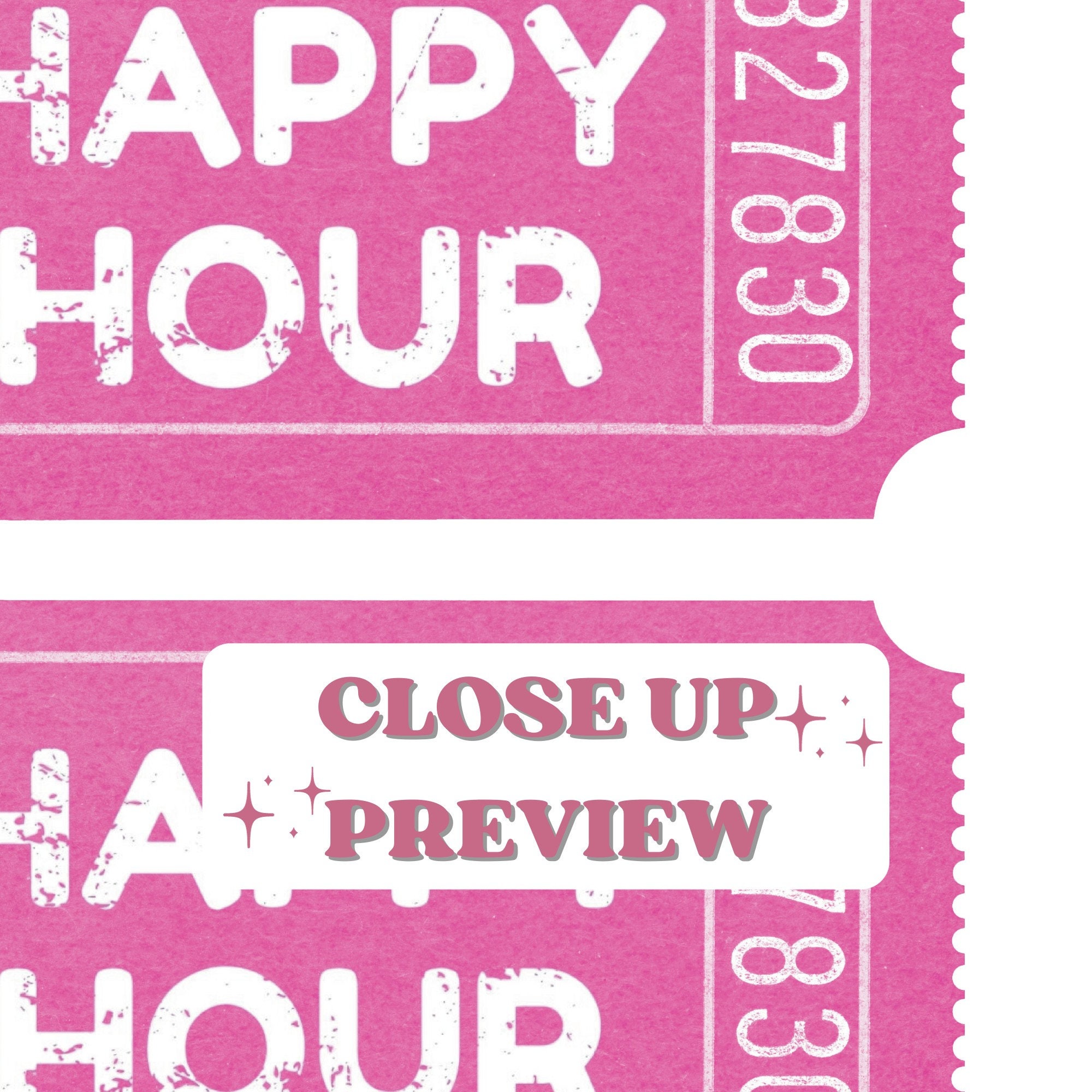 Hot Pink Happy Hour Ticket Digital Print, Trendy Manifestation ...