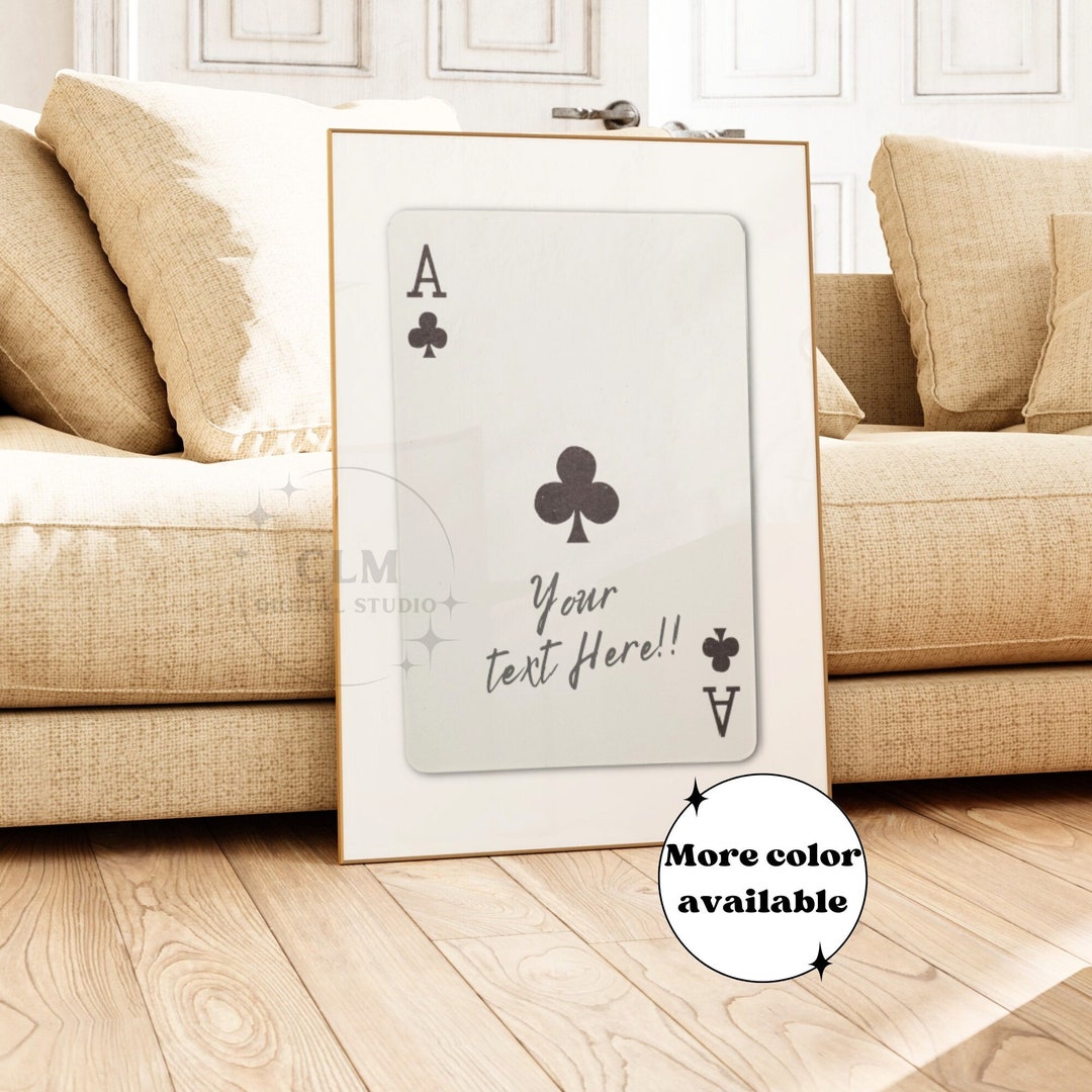 Personalized Ace of Clubs Playing Card Digital Prints, Custom Quote ...
