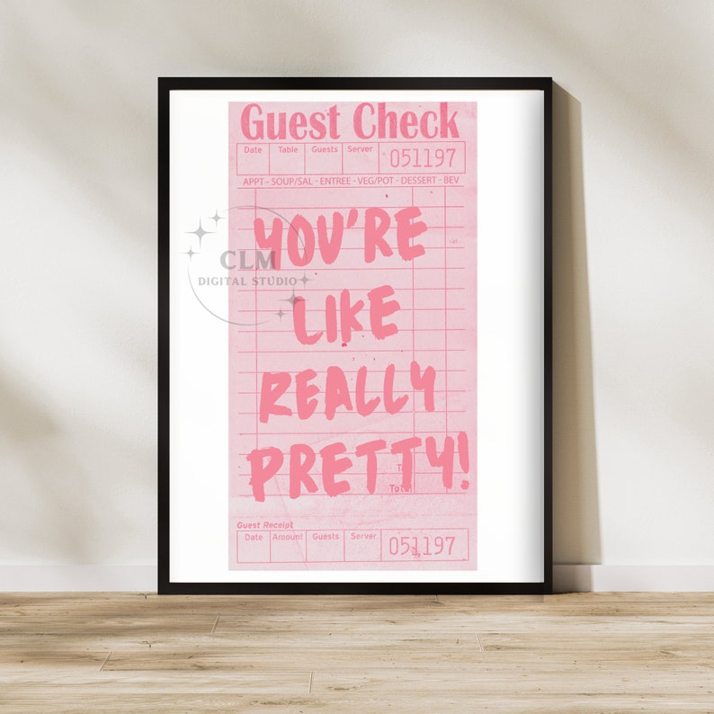 You're Like Really Pretty Pink Guest Check Print Trendy - Etsy