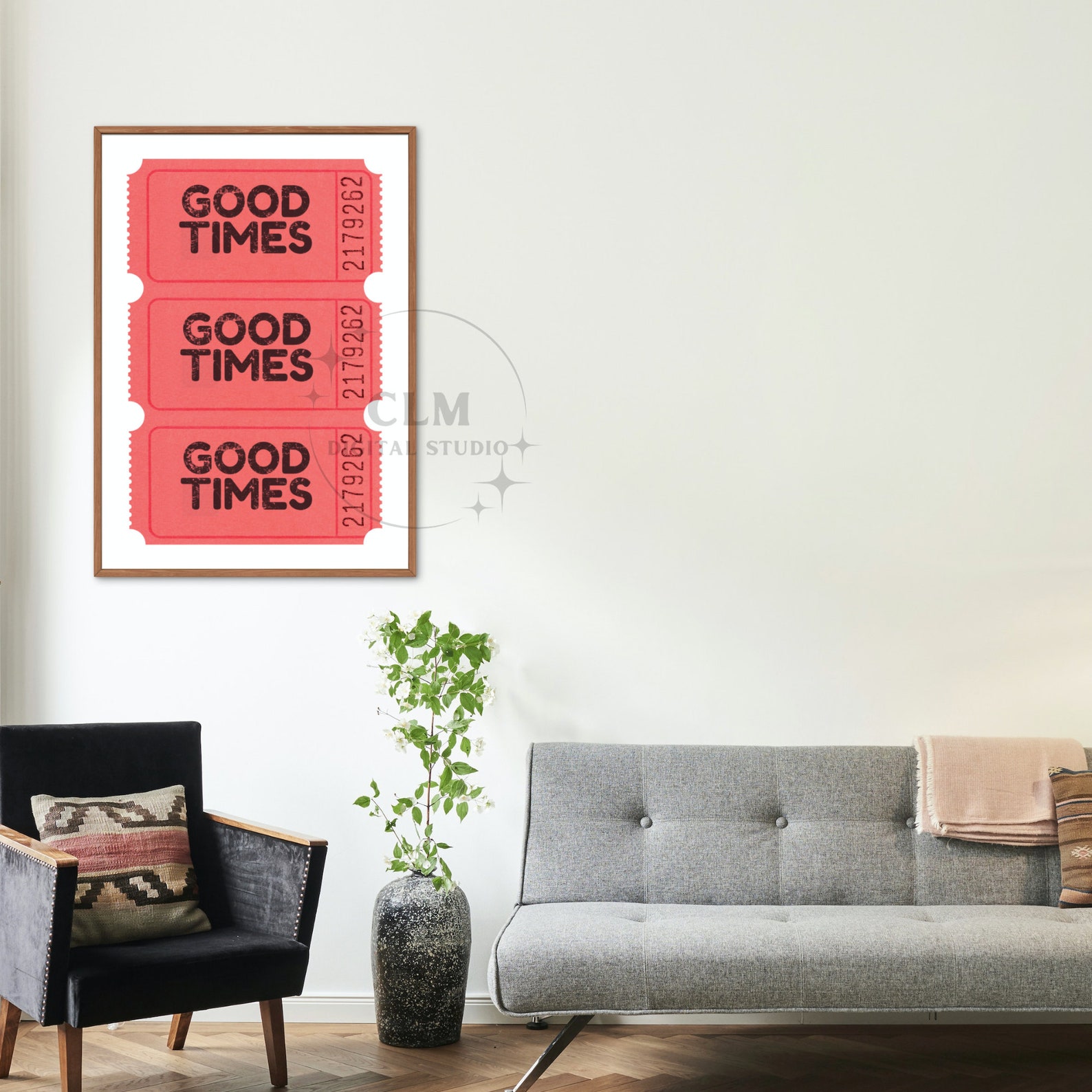 Good Times Tickets in Red Digital Prints, Trendy Retro Wall Art, Large ...