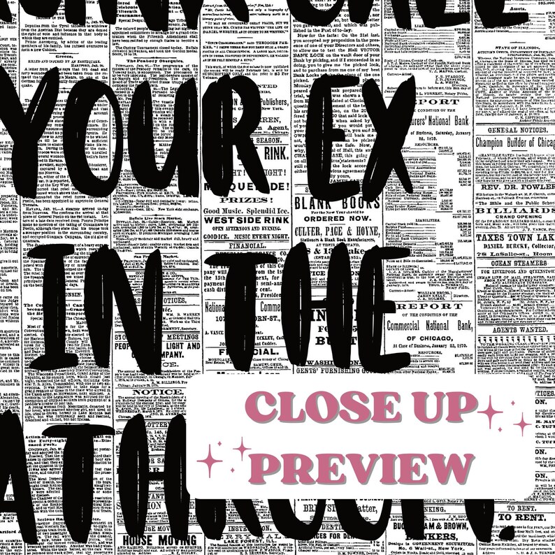 Trendy Retro Newspaper Digital Print, Please Don't Drunk Call Your Ex ...