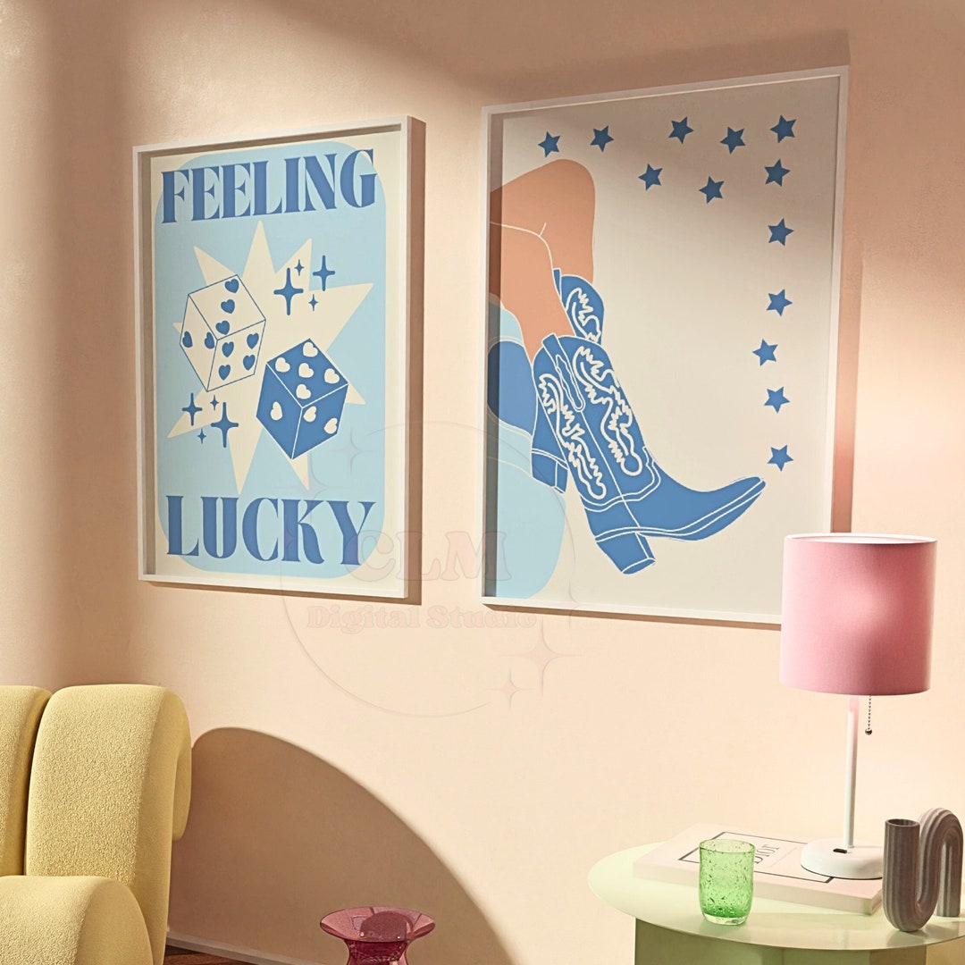 Preppy Blue Print Set of 2, Coastal Cowgirl Digital Prints, Feeling ...