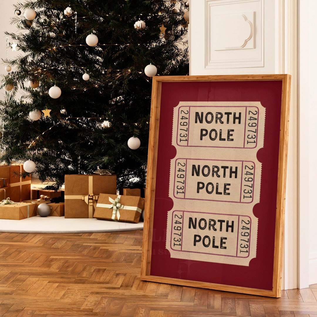 North Pole Tickets in Red Digital Print, Vintage Admit One Tickets ...