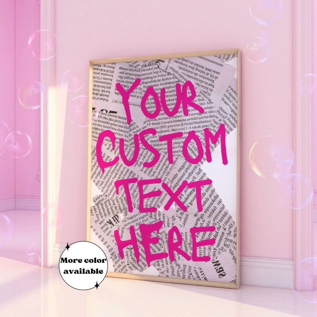 Preppy Custom Quote Retro Newspaper Digital Print, Personalized Text ...