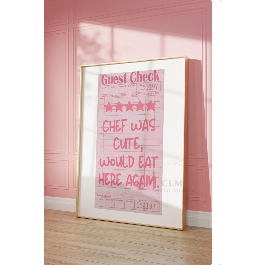 Chef Was Cute Would Eat Here Again Guest Check Digital Print in Pastel ...
