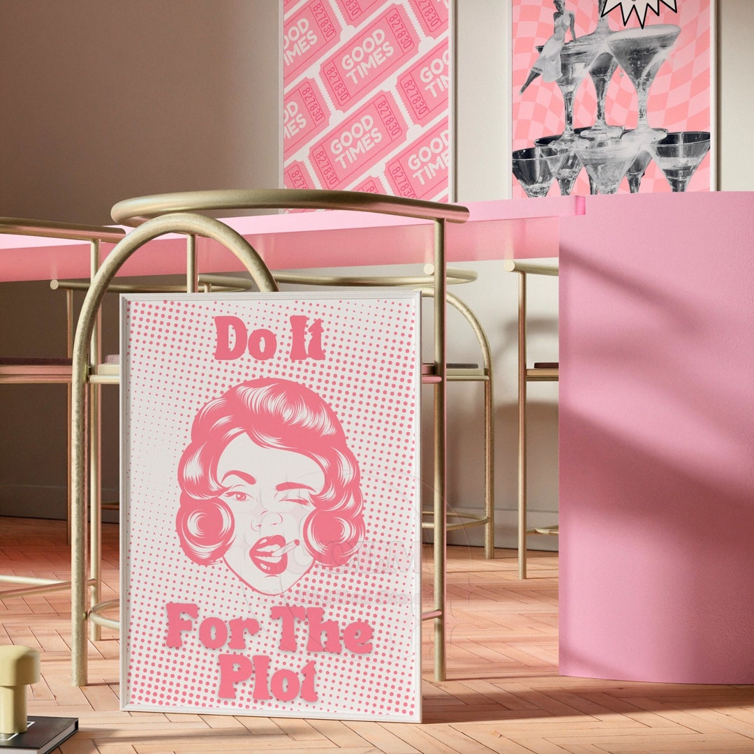 Do It for the Plot Retro Comic Digital Print, Preppy Retro Bar Cart ...