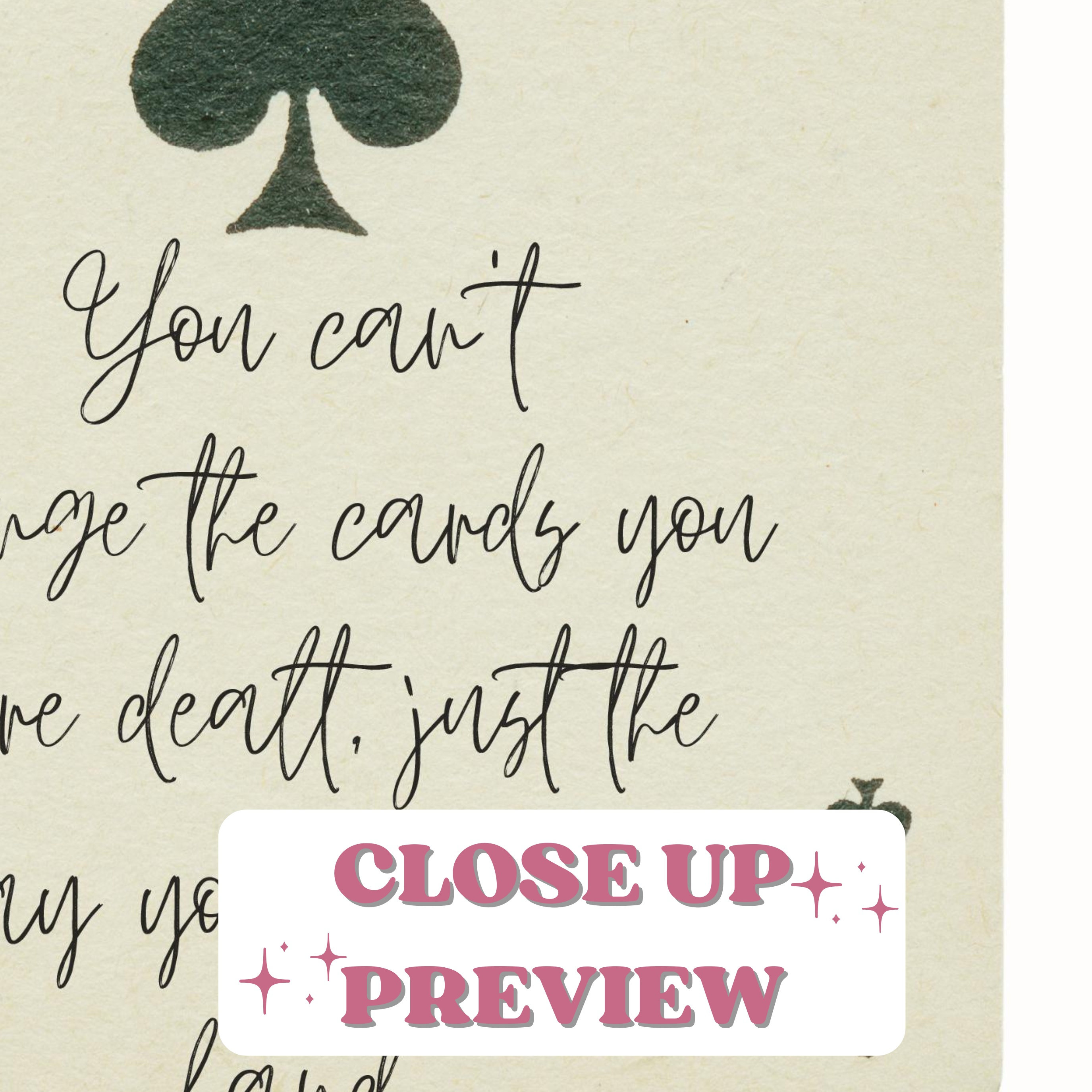 Preppy Playing Card Digital Print, You Can't Change the Cards You Were ...