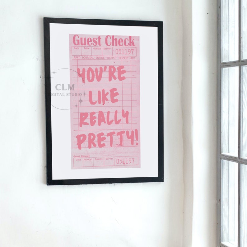 You're Like Really Pretty Pink Guest Check Print Trendy - Etsy