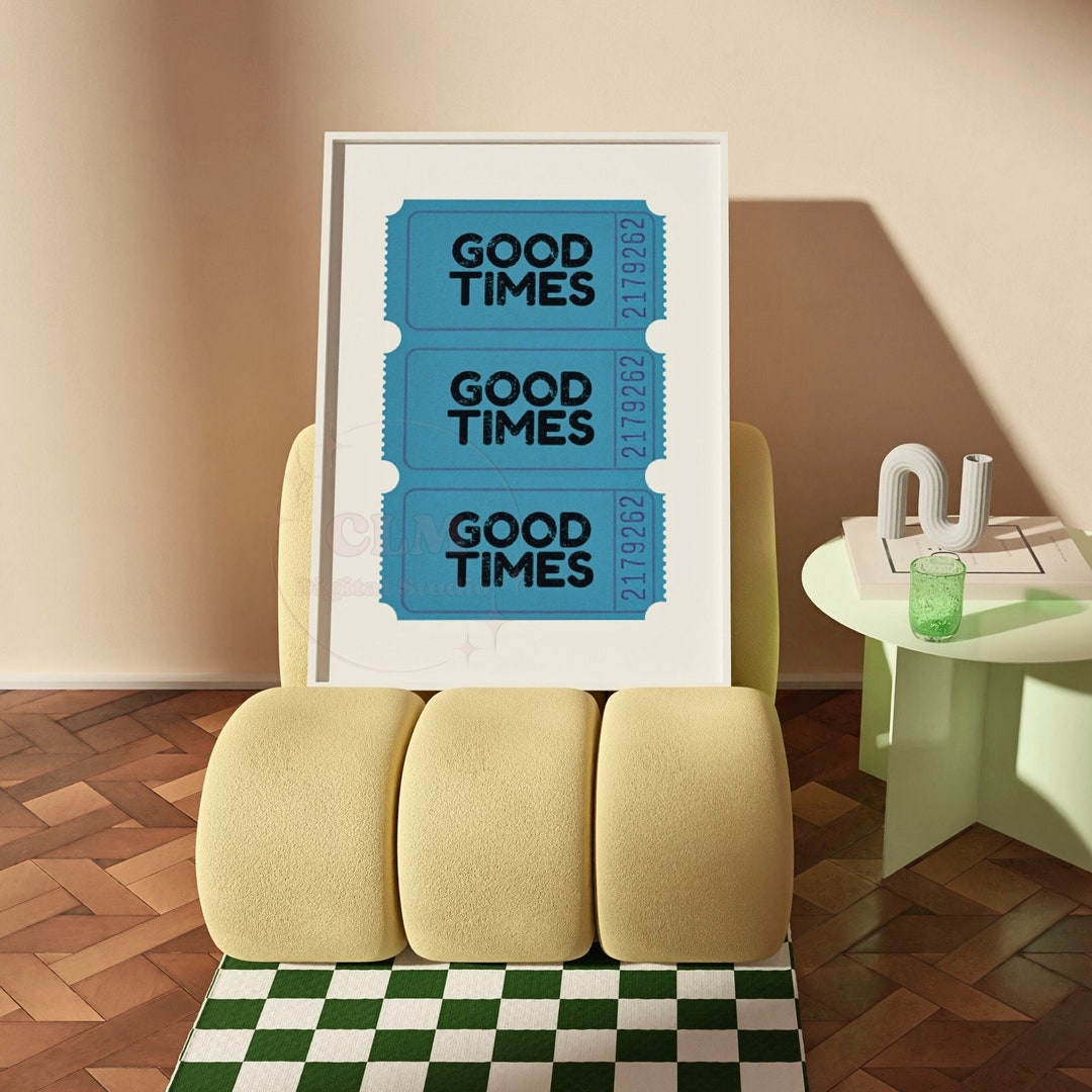 Good Times Ticket Digital Prints, Preppy Manifestation Wall Art, Retro ...