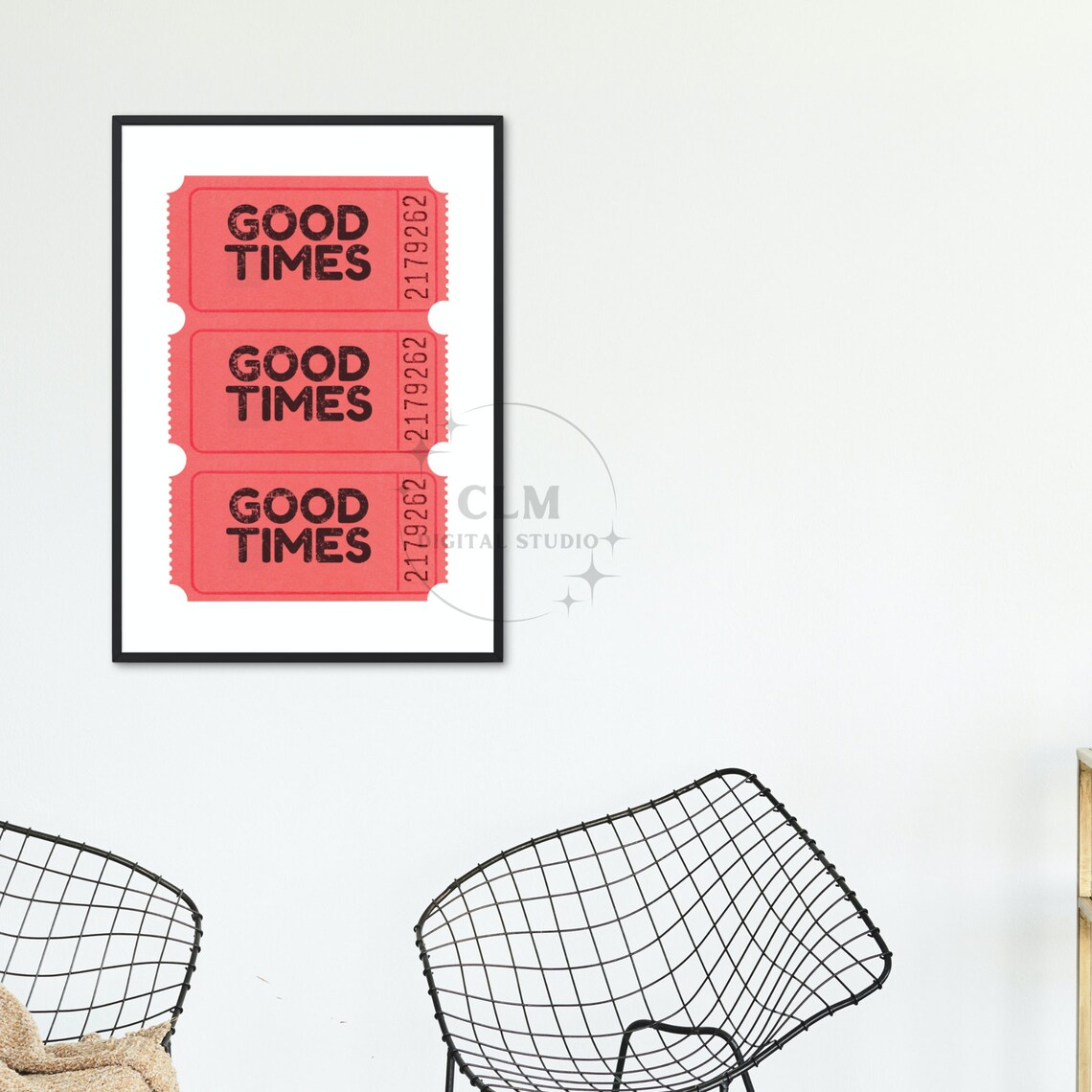 Good Times Tickets in Red Digital Prints, Trendy Retro Wall Art, Large ...