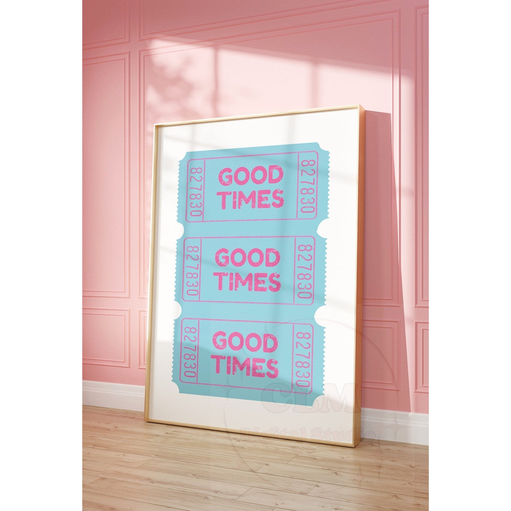 Blue Pastel Good Times Ticket Digital Print, Trendy Retro Wall Art ...