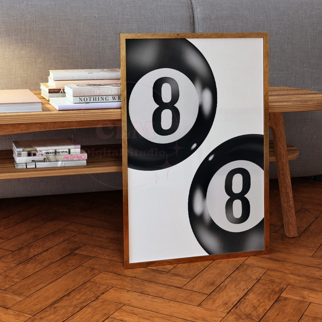 8 Ball Digital Print, Y2K Room Decor, Preppy Bar Cart Wall Art ...