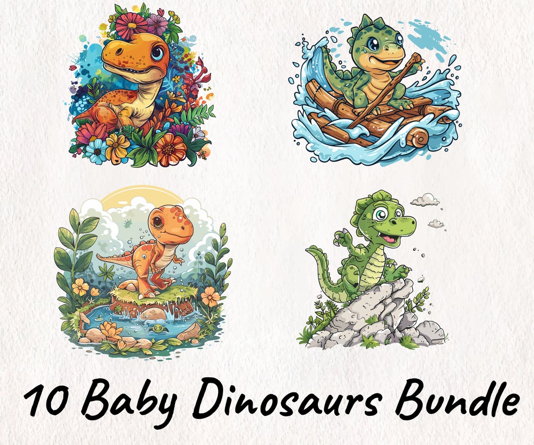 Baby Dinosaurs PNG Bundle, Dinosaur Pngs, Dinosaur Clipart, Cute Dinos ...