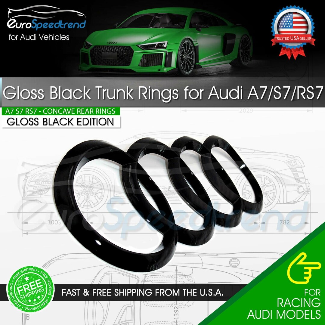 Audi A7 Rear Rings S7 RS7 Gloss Black Rear Trunk Emblem Lid Concave ...