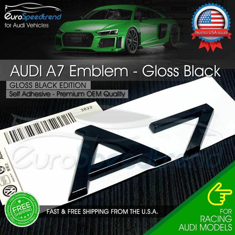 Audi A7 Gloss Black Emblem 3D Rear Trunk Lid Badge OEM S Line Logo ...