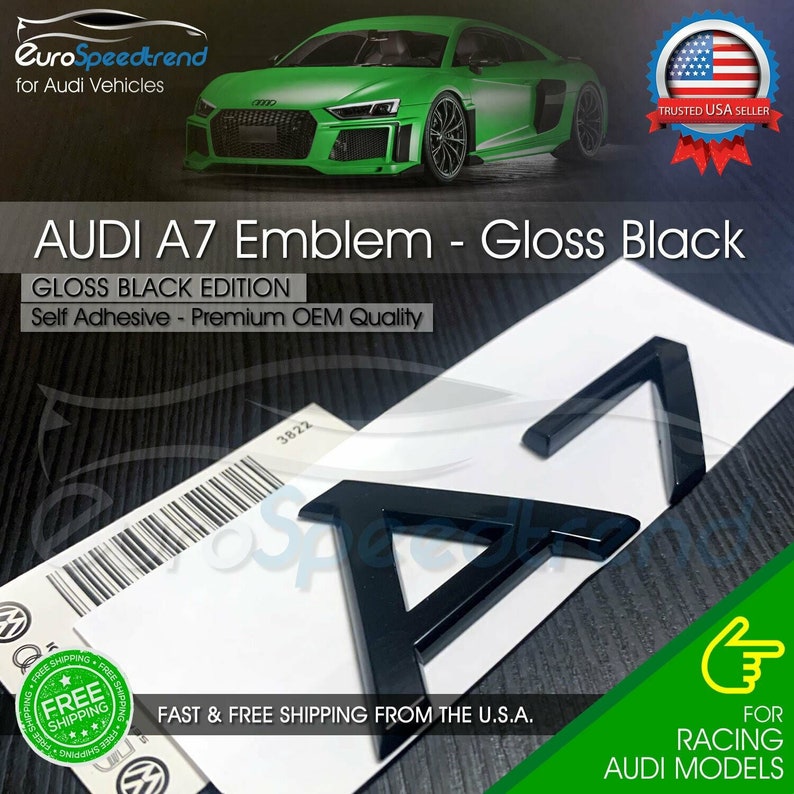 Audi A7 Gloss Black Emblem 3D Rear Trunk Lid Badge OEM S Line Logo ...