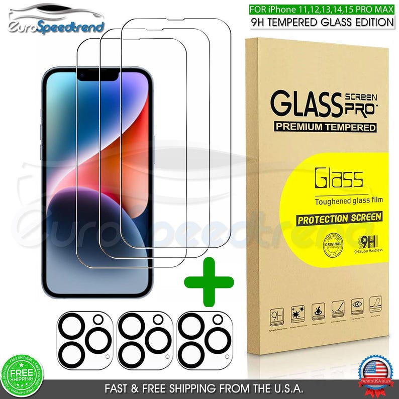 For iPhone 15 14 13 12 11 Pro Max Tempered Glass Screen Camera Protector 9H - Etsy
