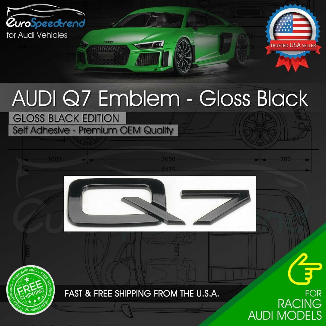 Audi Q7 Gloss Black Emblem 3D Trunk Logo Badge Rear Tailgate Lid ...