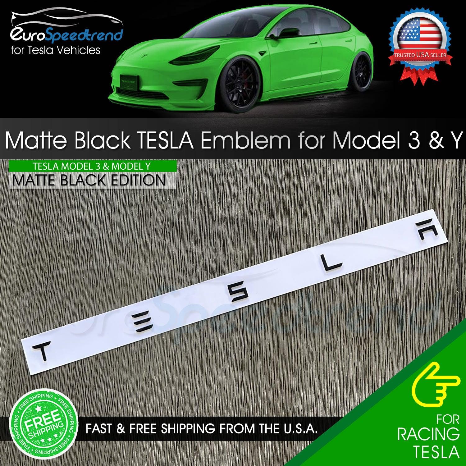 Matte Black TESLA Letter Emblem Rear Trunk Lid Badge Model 3 Y ...