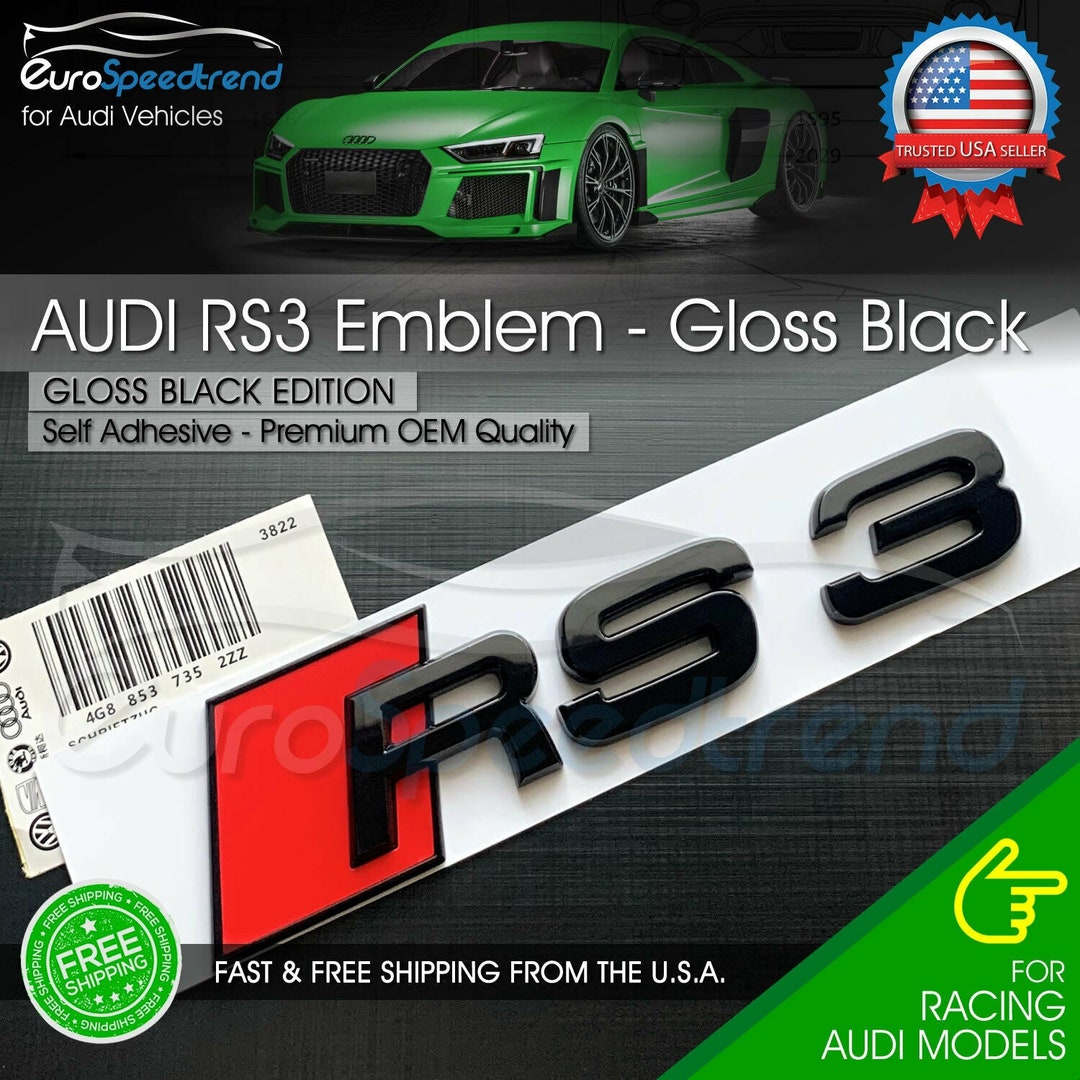 Audi RS3 Gloss Black Emblem 3D Badge Rear Trunk Tailgate for - Etsy