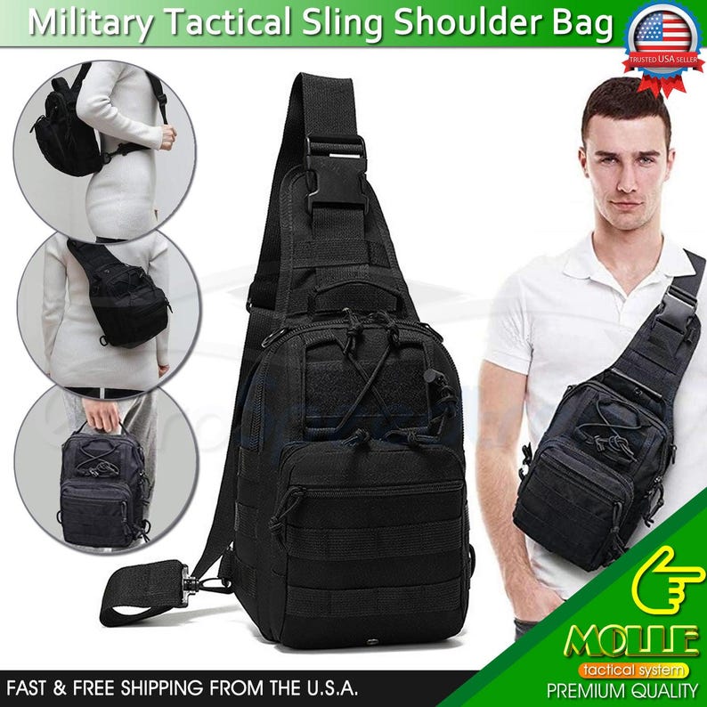 Tactical Sling Bag Military Outdoor MOLLE Crossbody Shoulder Backpack ...