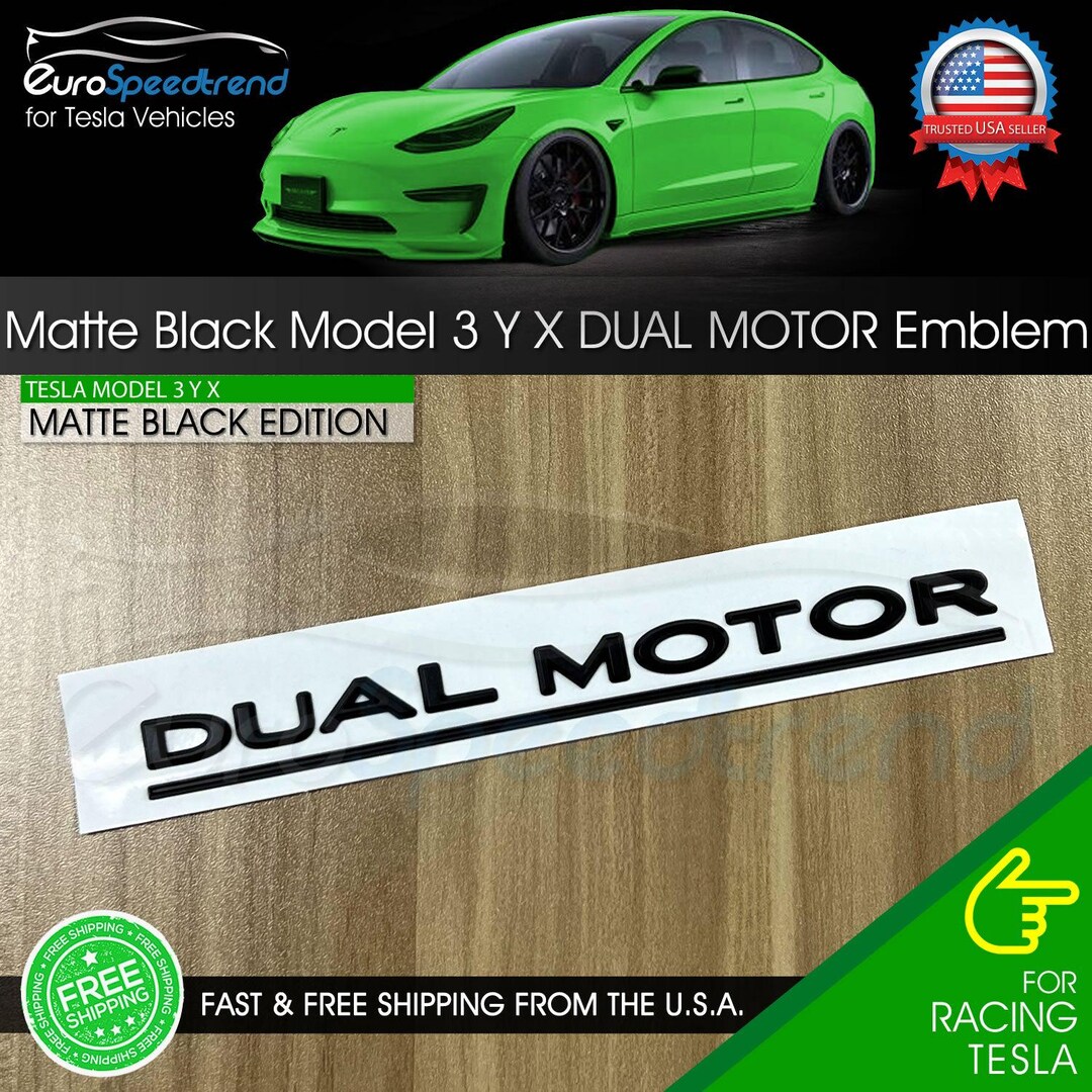 Tesla Model 3/Y/X DUAL MOTOR Emblem - Matte Black Trunk Badge - Etsy