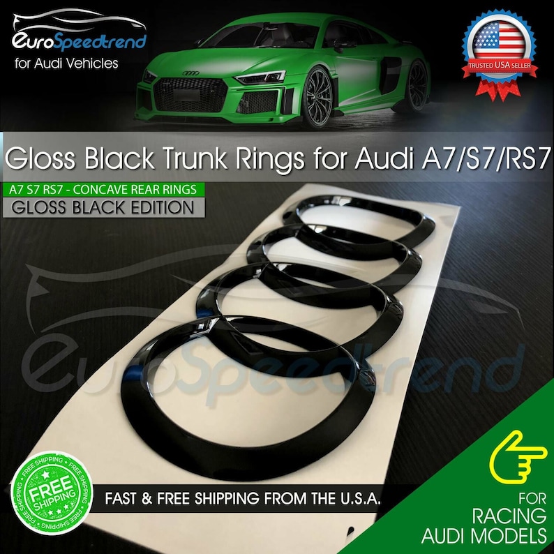 Audi A7 Rear Rings S7 RS7 Gloss Black Rear Trunk Emblem Lid Concave ...