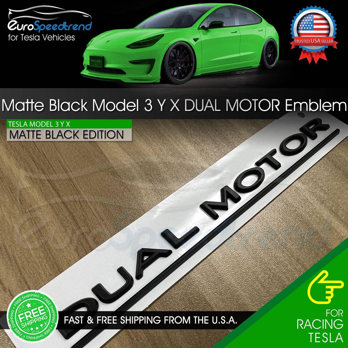 Tesla Model 3/Y/X DUAL MOTOR Emblem - Matte Black Trunk Badge - Etsy