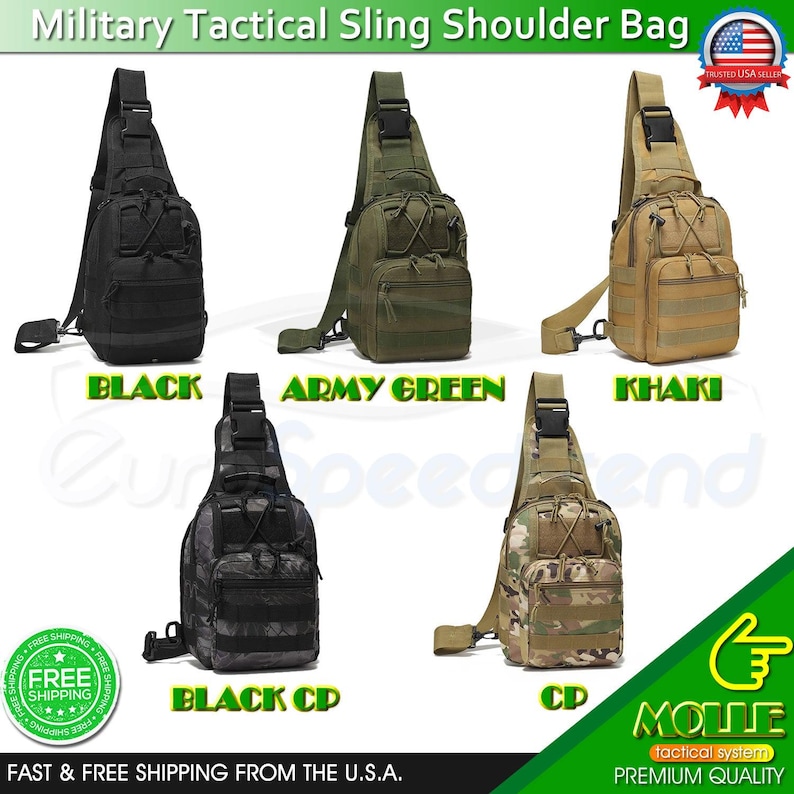 Tactical Sling Bag Military Outdoor MOLLE Crossbody Shoulder Backpack ...