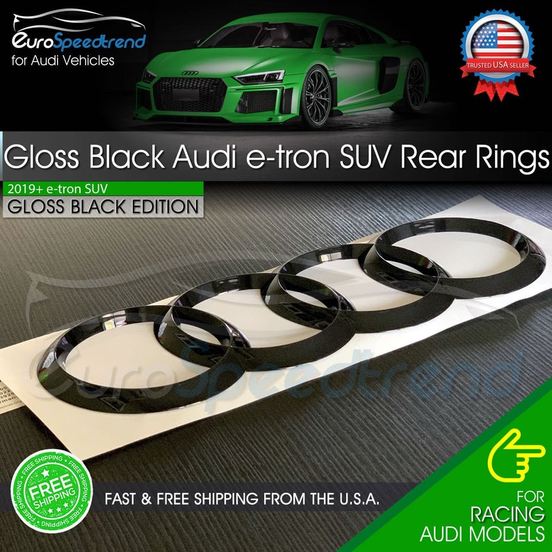Audi Etron Rear Rings Gloss Black Emblem for E-TRON SUV Trunk Lid Badge ...