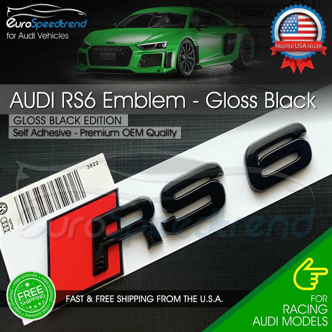 Audi RS6 Gloss Black Emblem 3D Badge Rear Trunk Tailgate for Audi RS6 ...