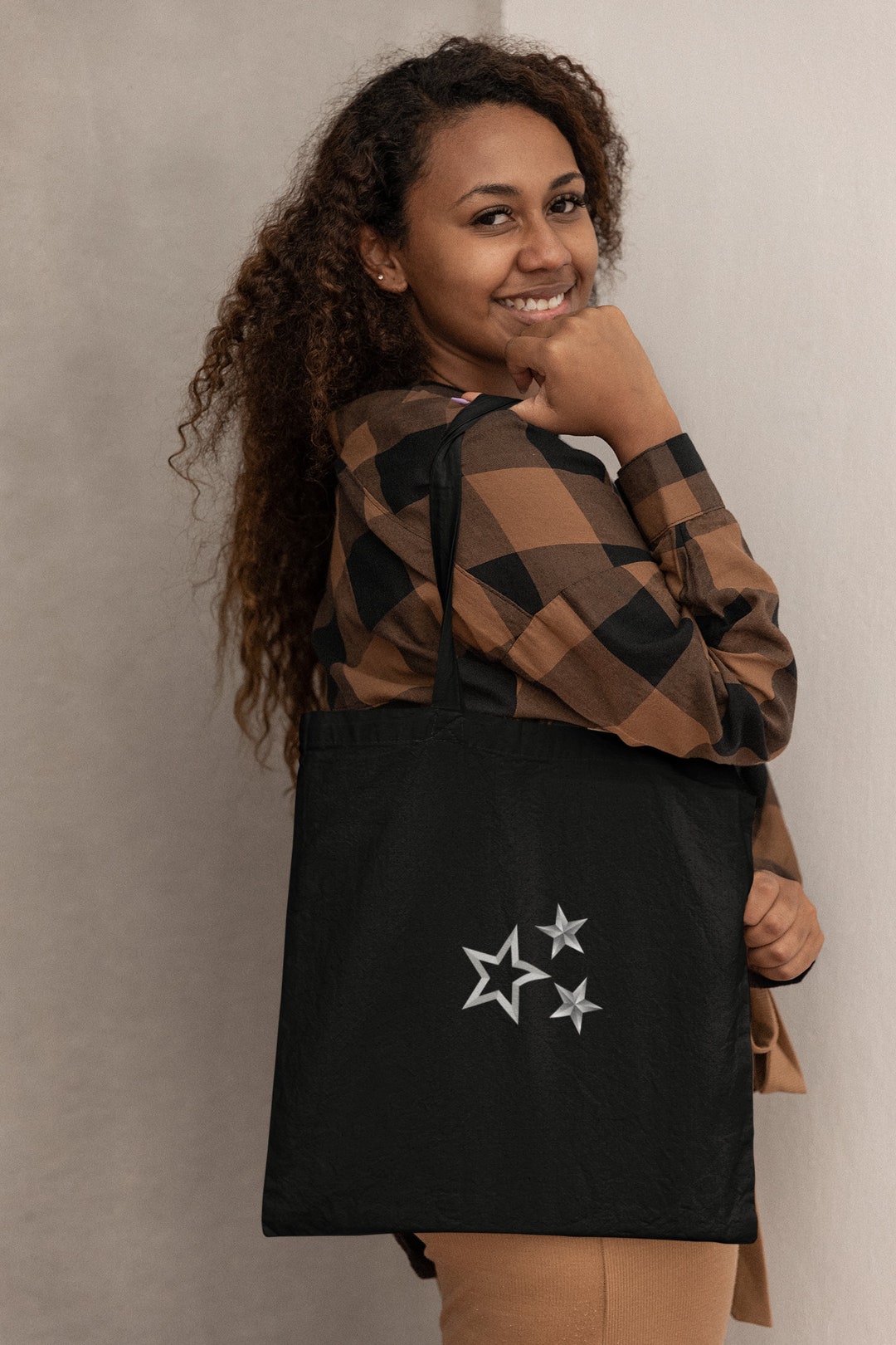 Y2K Black Tote Bag With Stars, Teen Bags, Book Bags, School Bags, Teen ...