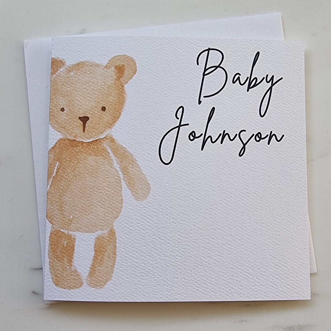 Personalised Baby Card & Envelope. 12.5cm Square Card. Customised Card ...