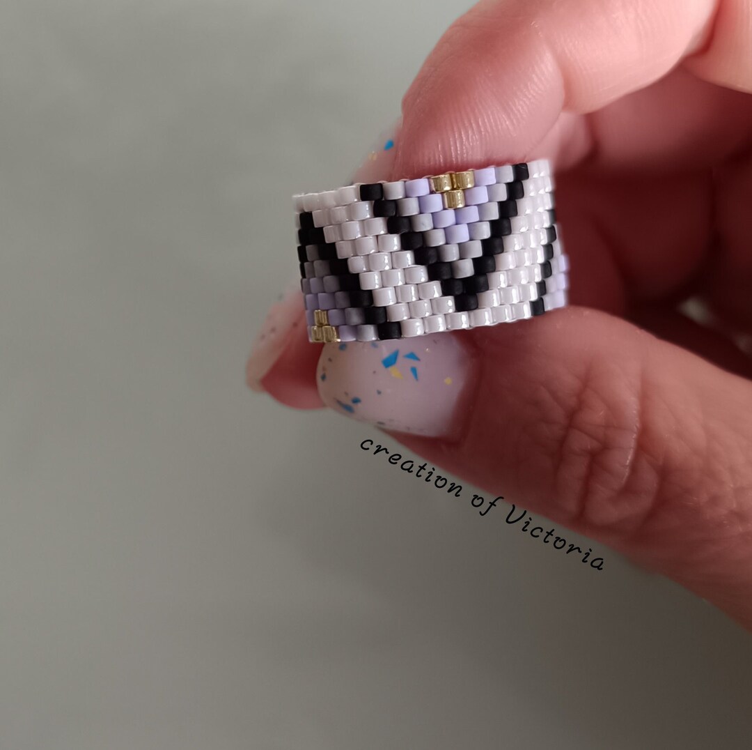 Hand-woven Bead Ring Made by Hand Unique Jewelry Ukrainian Execution ...