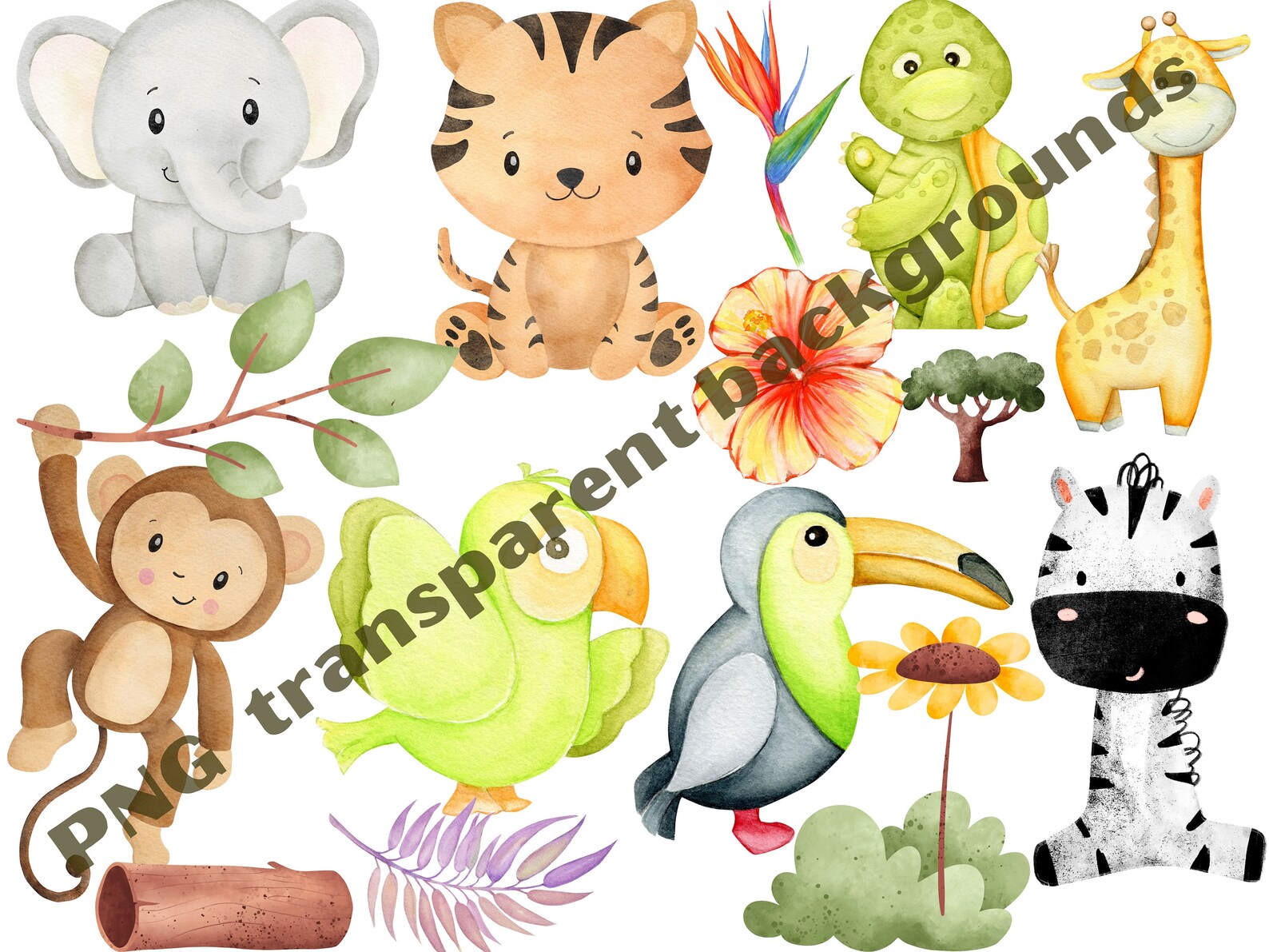 Animal Clipart Bundle,safari Baby Animals Clipart,cute Baby Shower ...