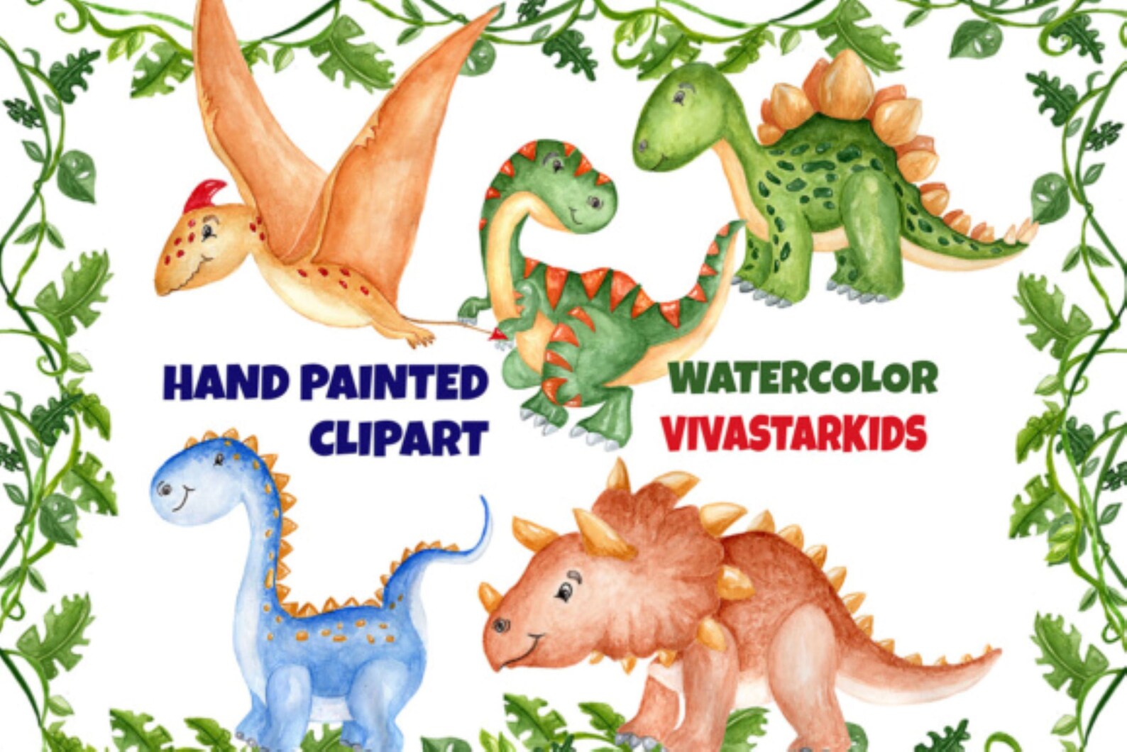 Watercolor Dinosaur Clipart, Dinosaur Clipart, Nursery Clipart, PNG ...